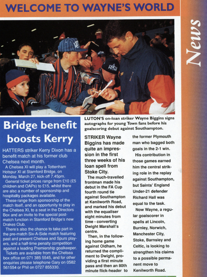 Wayne Biggins | Hatters Heritage | A History of Luton Town FC