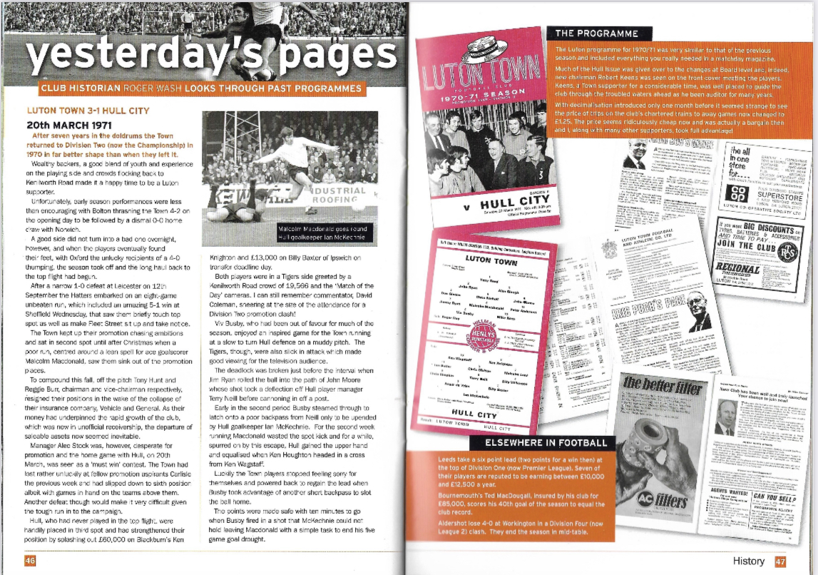 Luton Town FC vs Hull City (20th Mar 1971) | Hatters Heritage | A ...