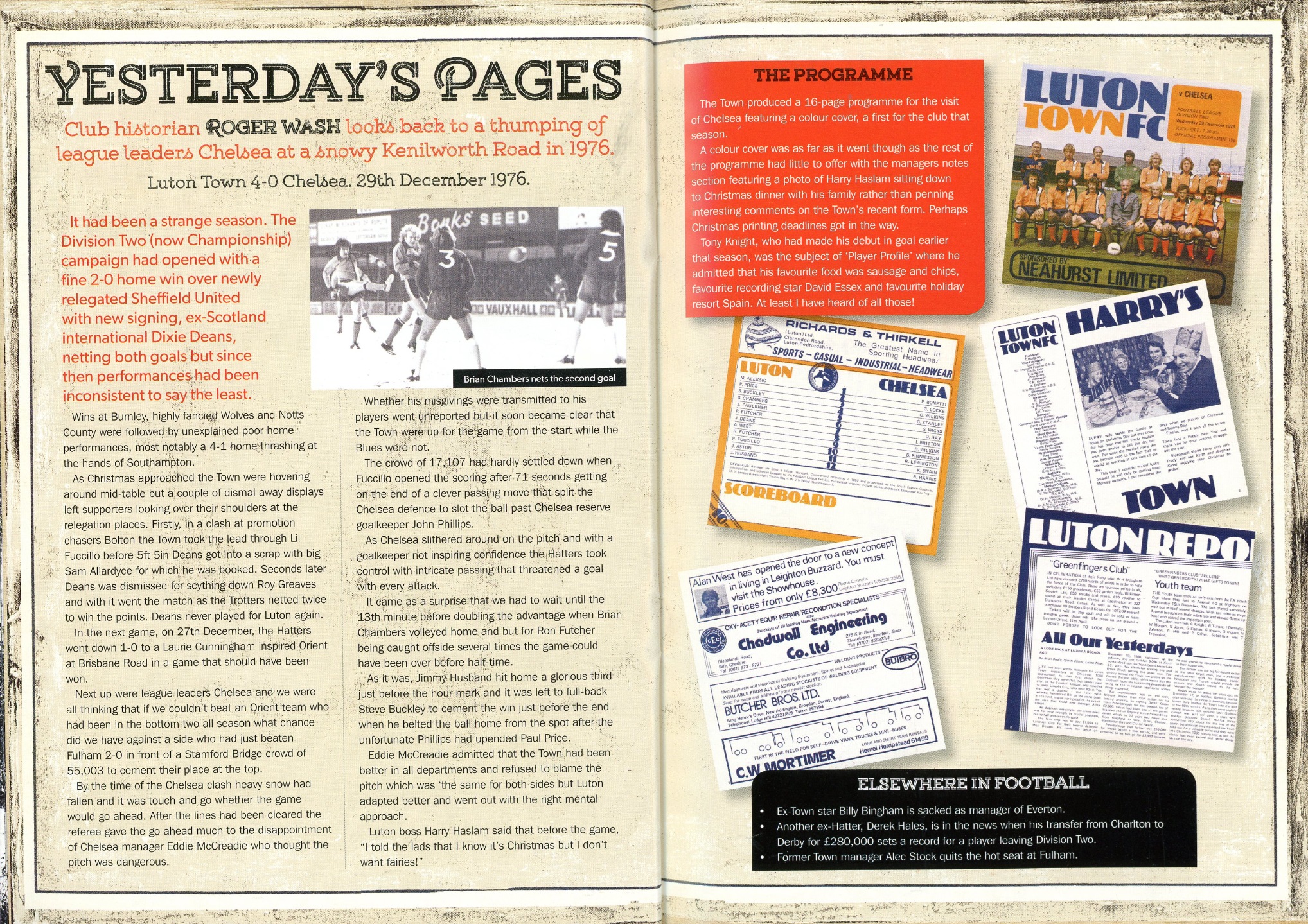 Luton Town FC vs Chelsea (29th Dec 1977) | Hatters Heritage | A History ...