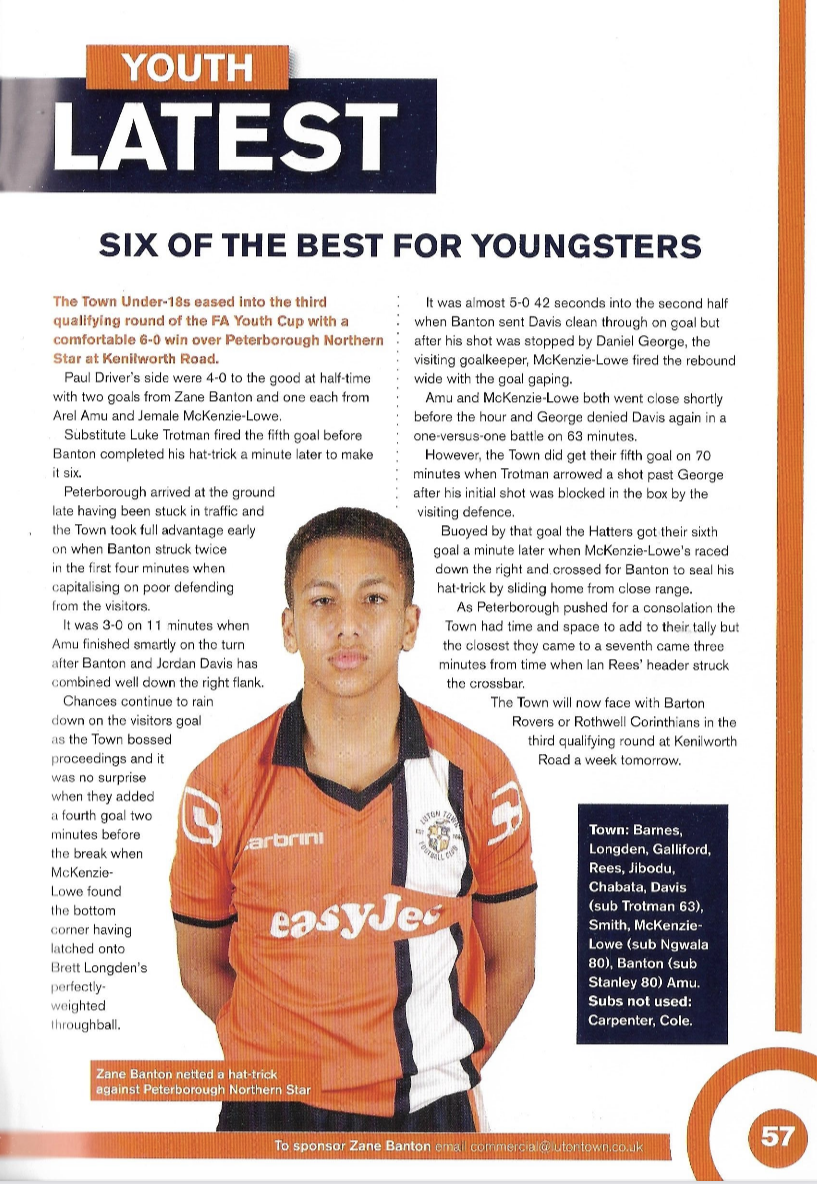 Zane Banton | Hatters Heritage | A History of Luton Town FC