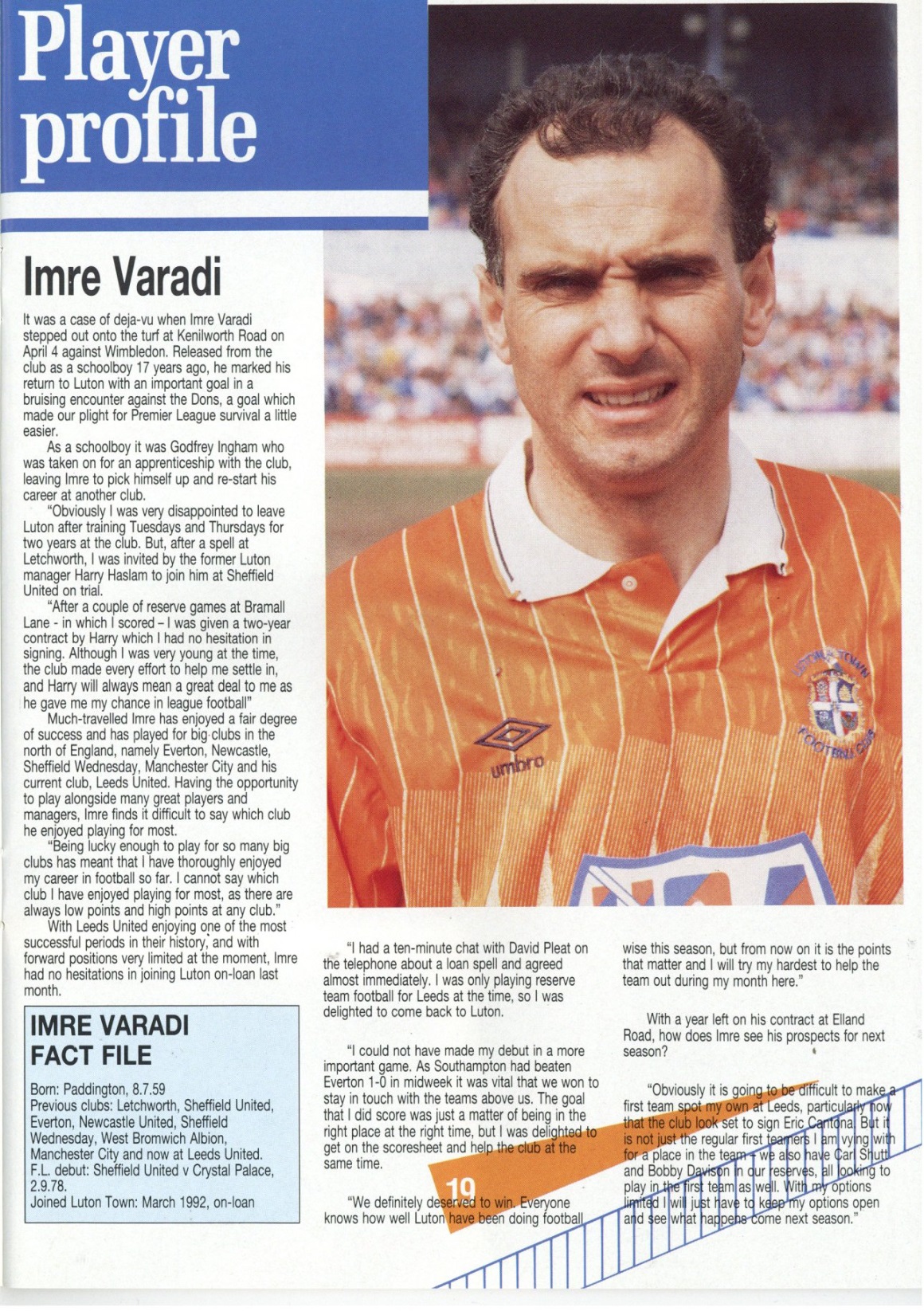 Imre Varadi | Hatters Heritage | A History of Luton Town FC