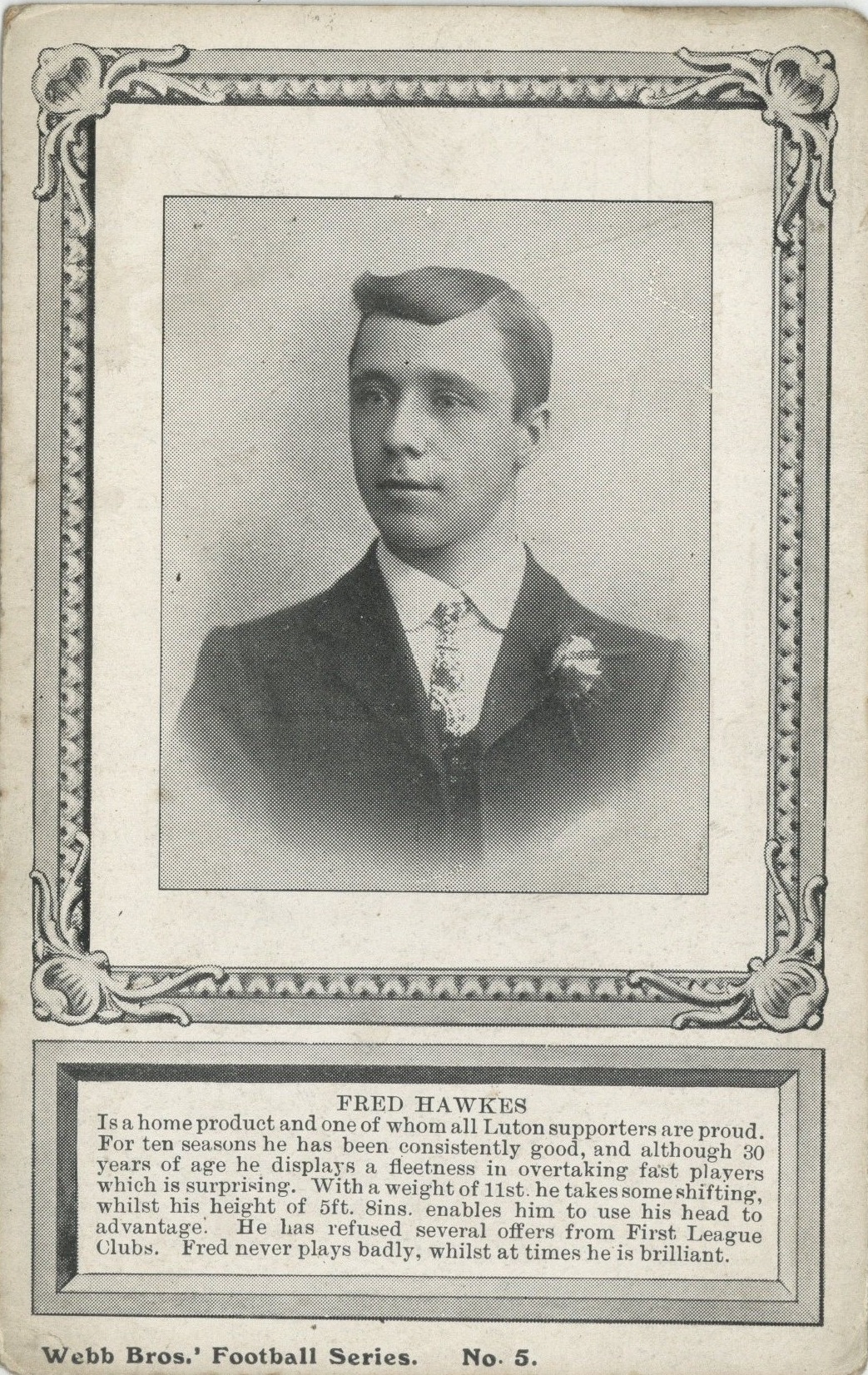 Fred Hawkes | Hatters Heritage | A History of Luton Town FC