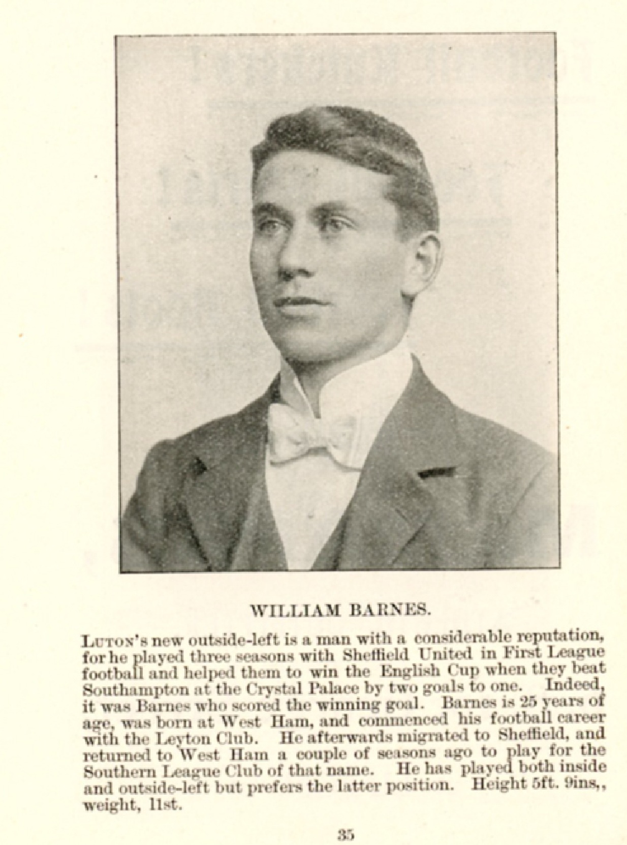 William E Barnes | Hatters Heritage | A History of Luton Town FC