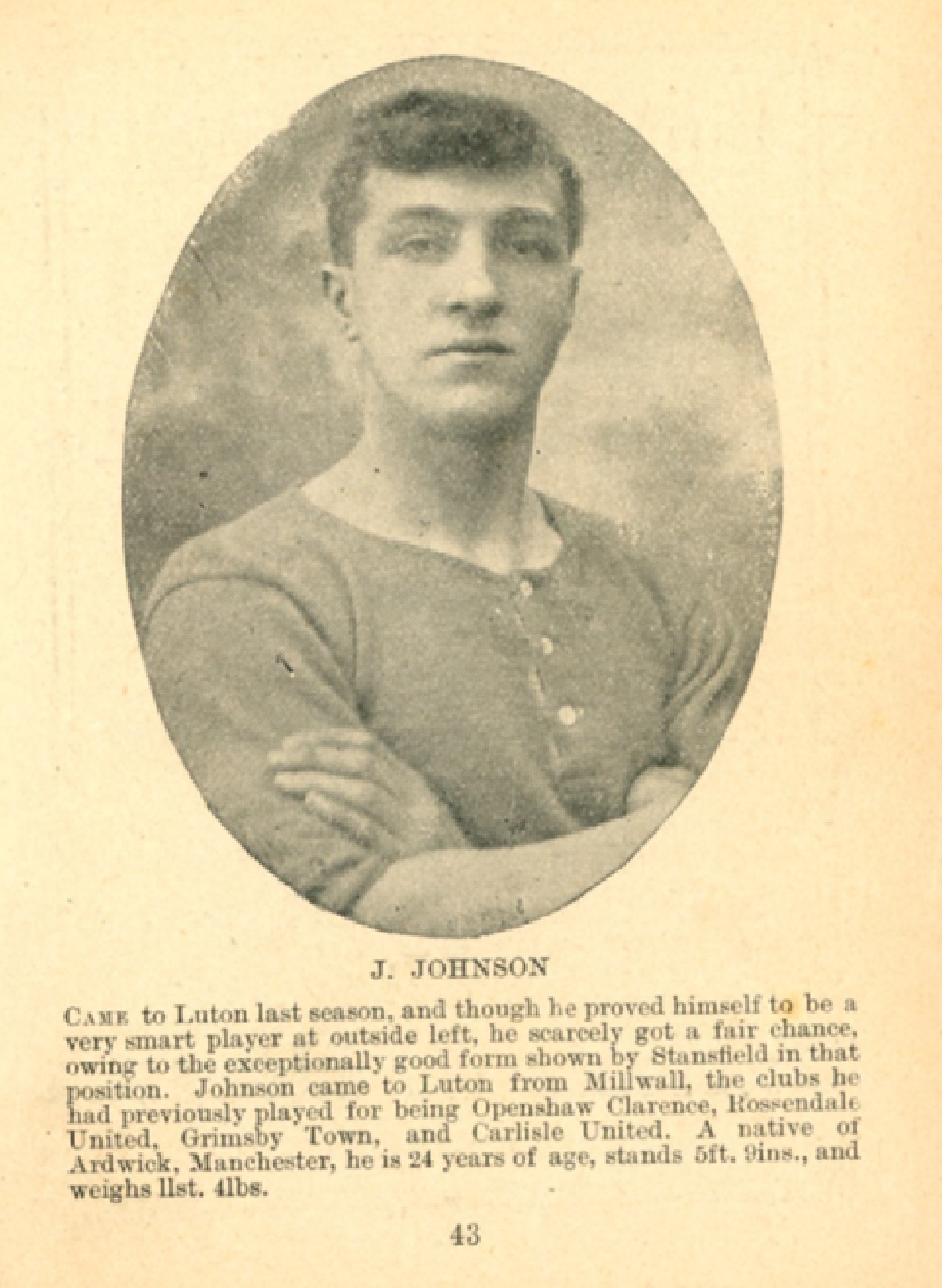 John 'Joe' Johnson | Hatters Heritage | A History of Luton Town FC