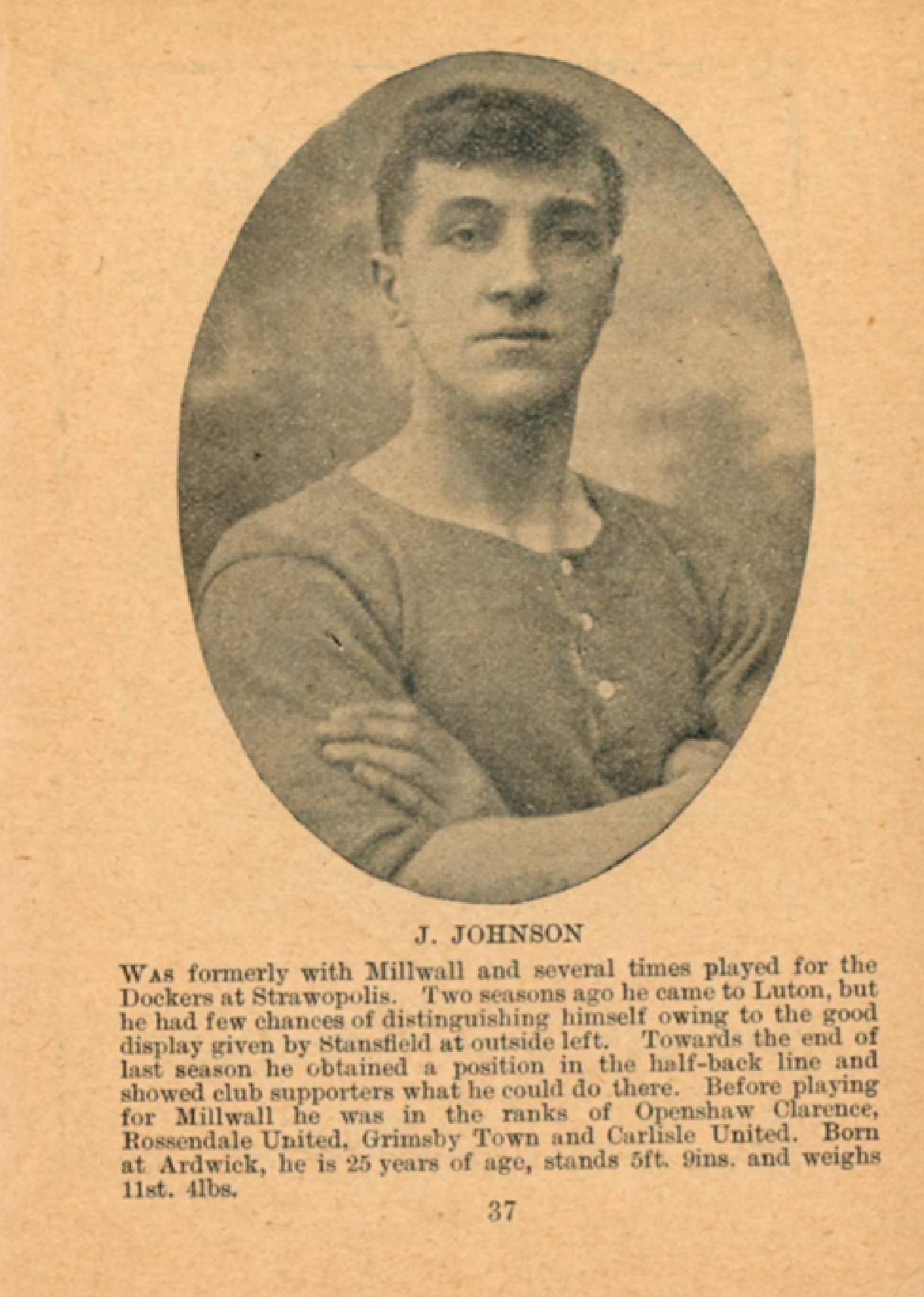 John 'Joe' Johnson | Hatters Heritage | A History of Luton Town FC