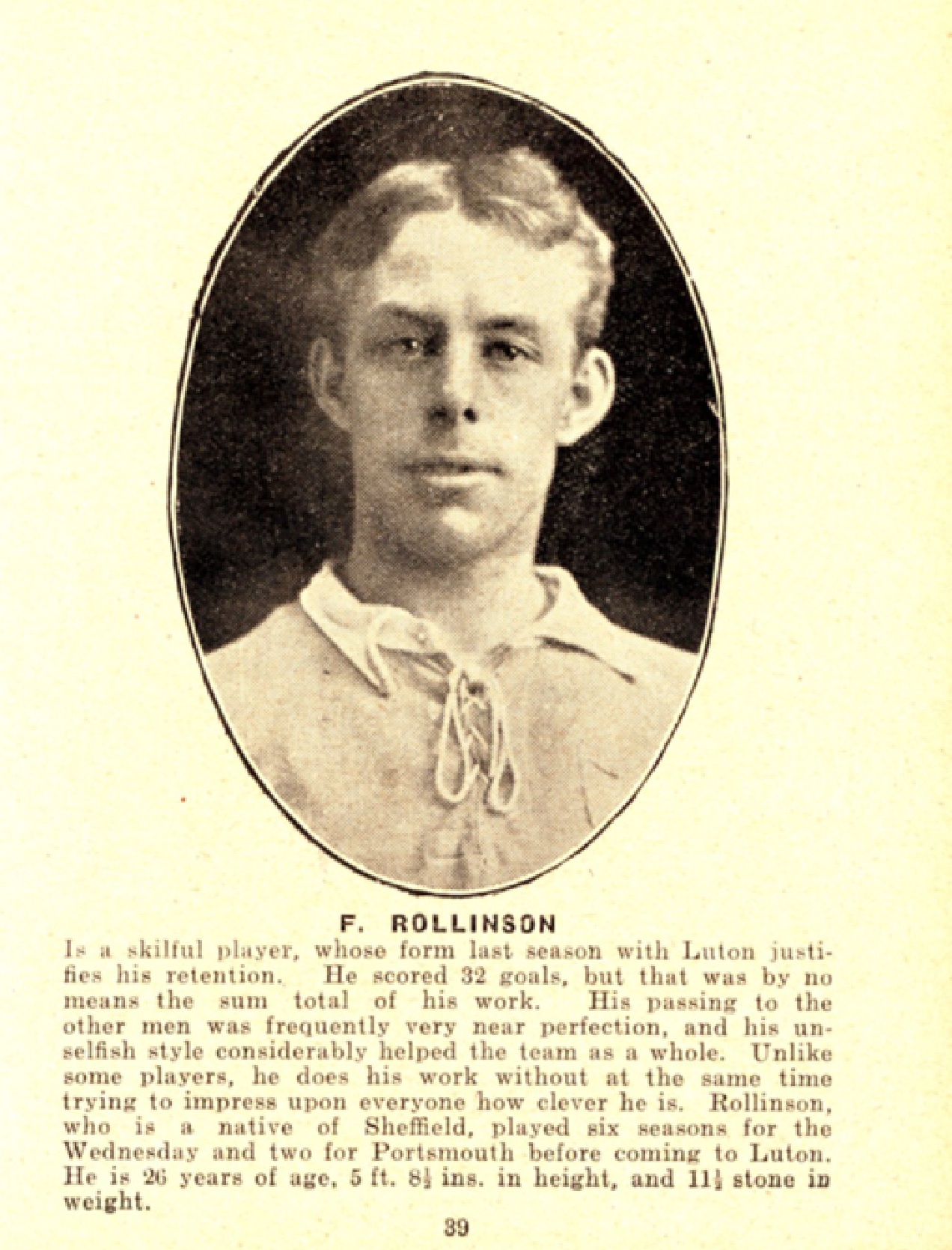 Frank Rollinson | Hatters Heritage | A History of Luton Town FC