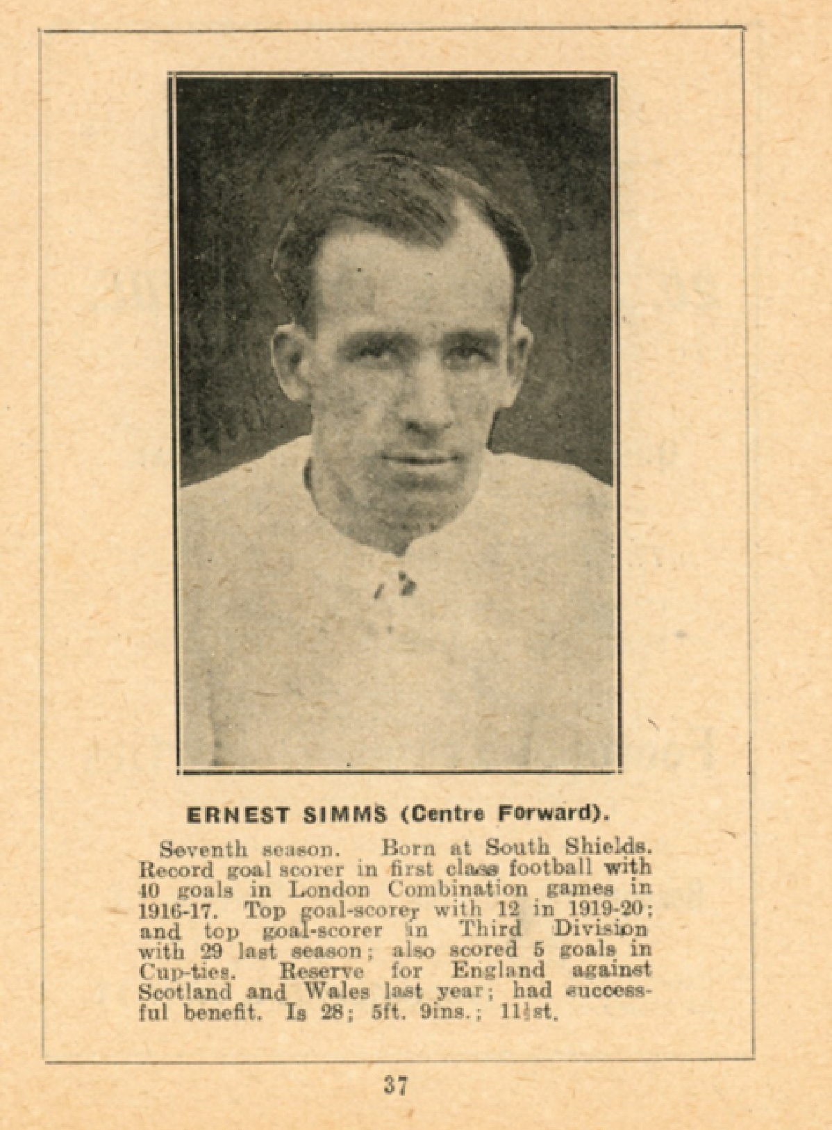 Ernie Simms | Hatters Heritage | A History of Luton Town FC