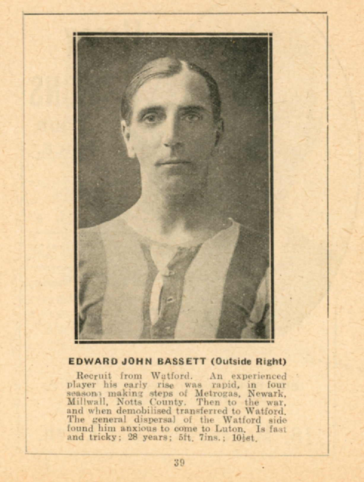 Ted Bassett | Hatters Heritage | A History of Luton Town FC