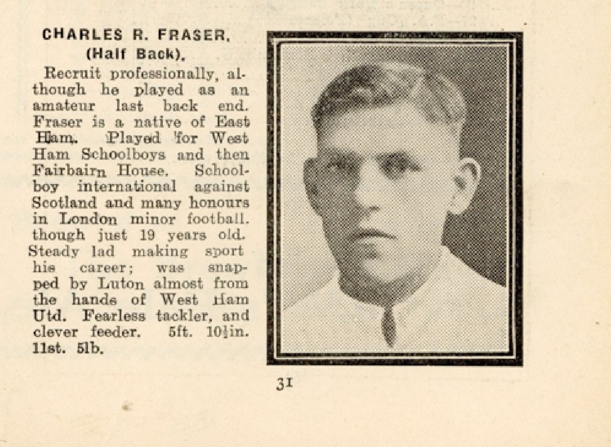 Charlie Fraser | Hatters Heritage | A History of Luton Town FC