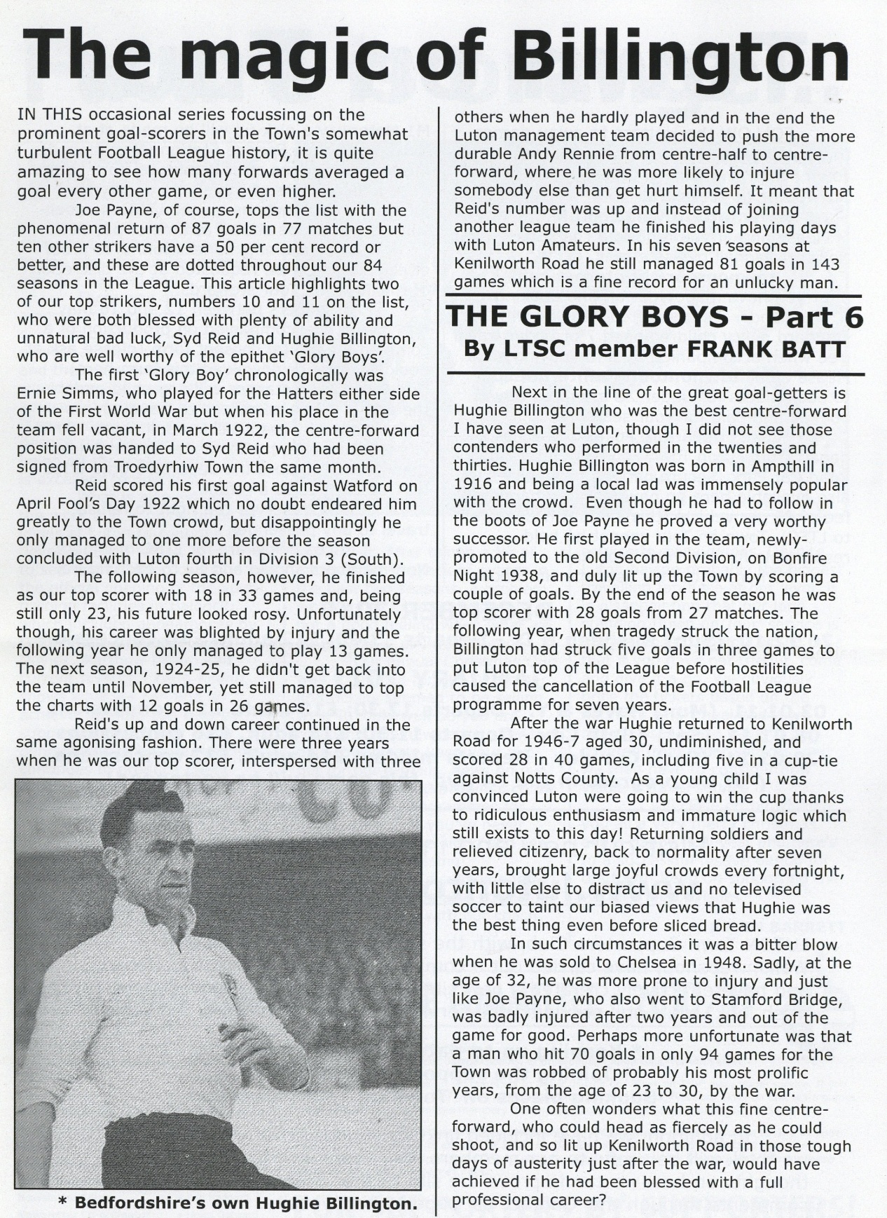 Hugh Billington | Hatters Heritage | A History of Luton Town FC