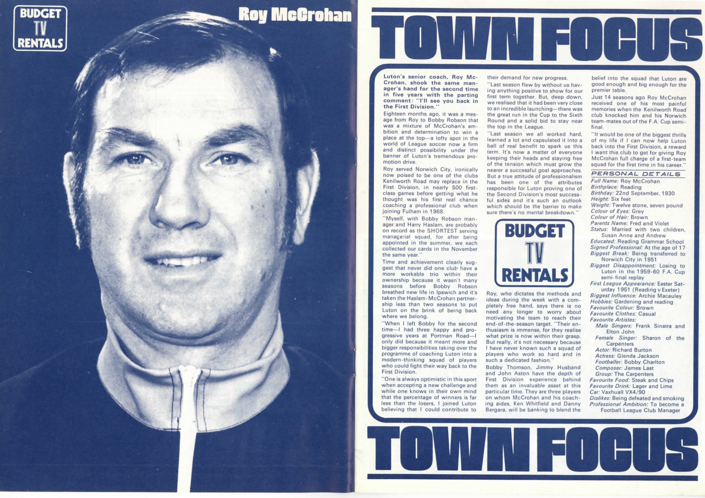 Roy McCrohan | Hatters Heritage | Luton Town FC