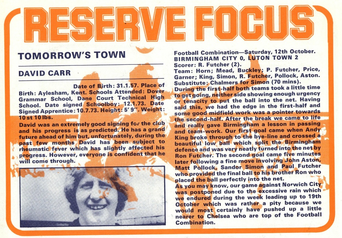 Dave Carr | Hatters Heritage | A History of Luton Town FC