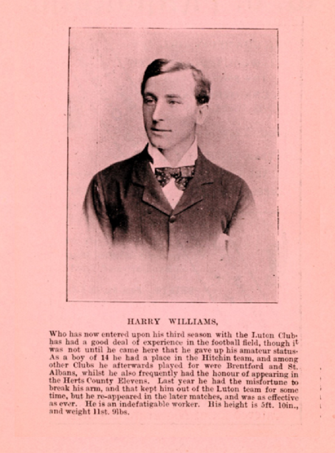 Harry Williams | Hatters Heritage | A History of Luton Town FC