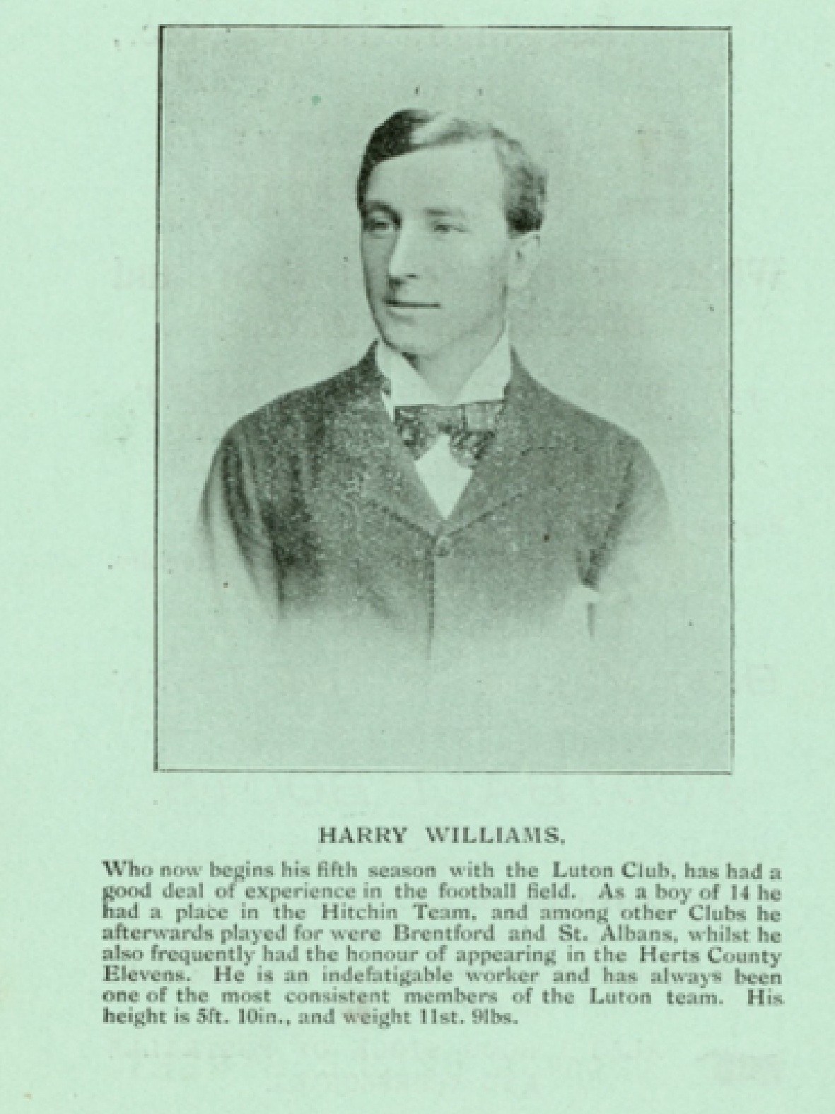 Harry Williams | Hatters Heritage | A History of Luton Town FC