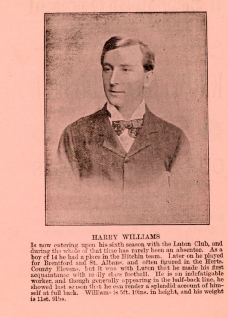 Harry Williams | Hatters Heritage | A History of Luton Town FC