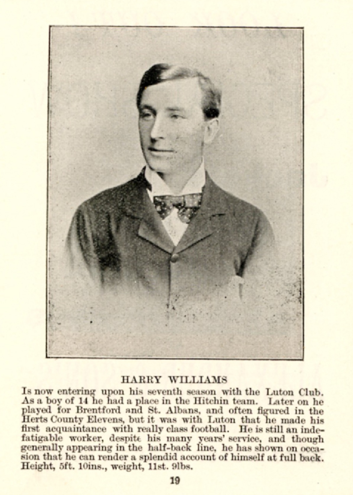 Harry Williams | Hatters Heritage | A History of Luton Town FC