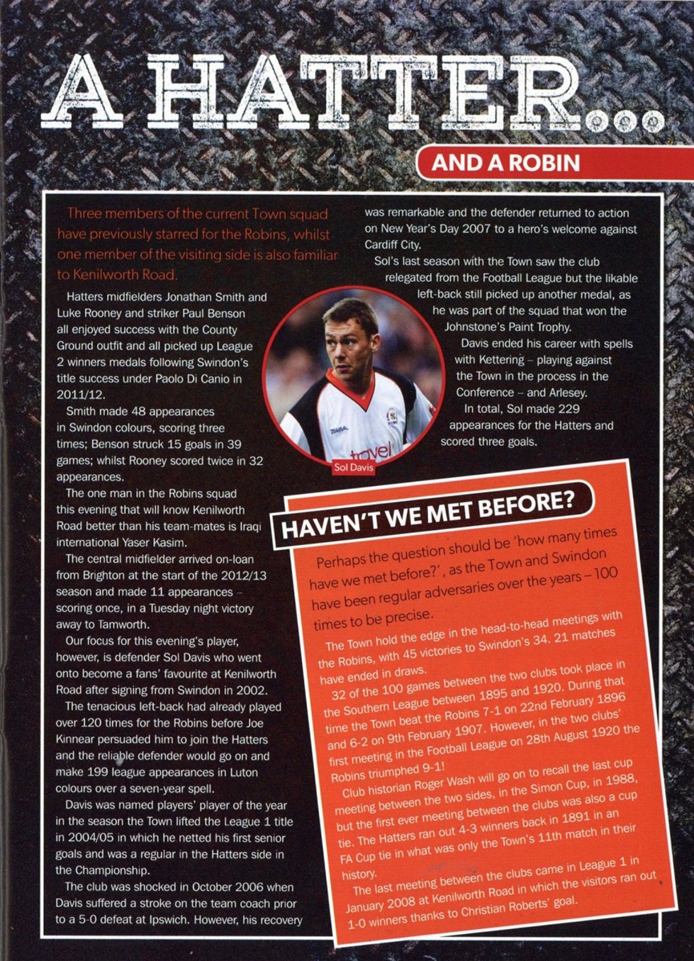 Sol Davis | Hatters Heritage | A History of Luton Town FC