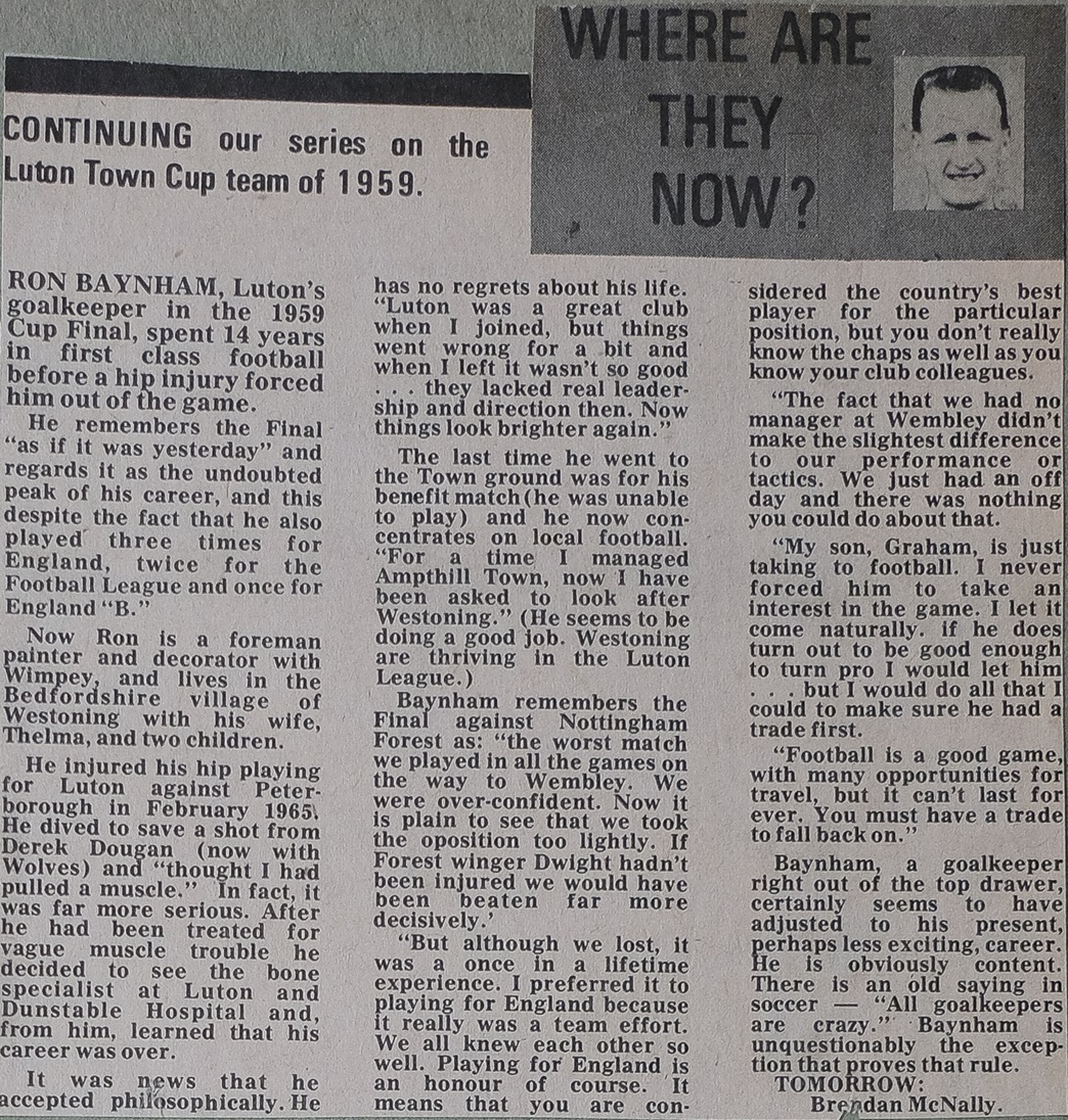 Ron Baynham | Hatters Heritage | A History of Luton Town FC